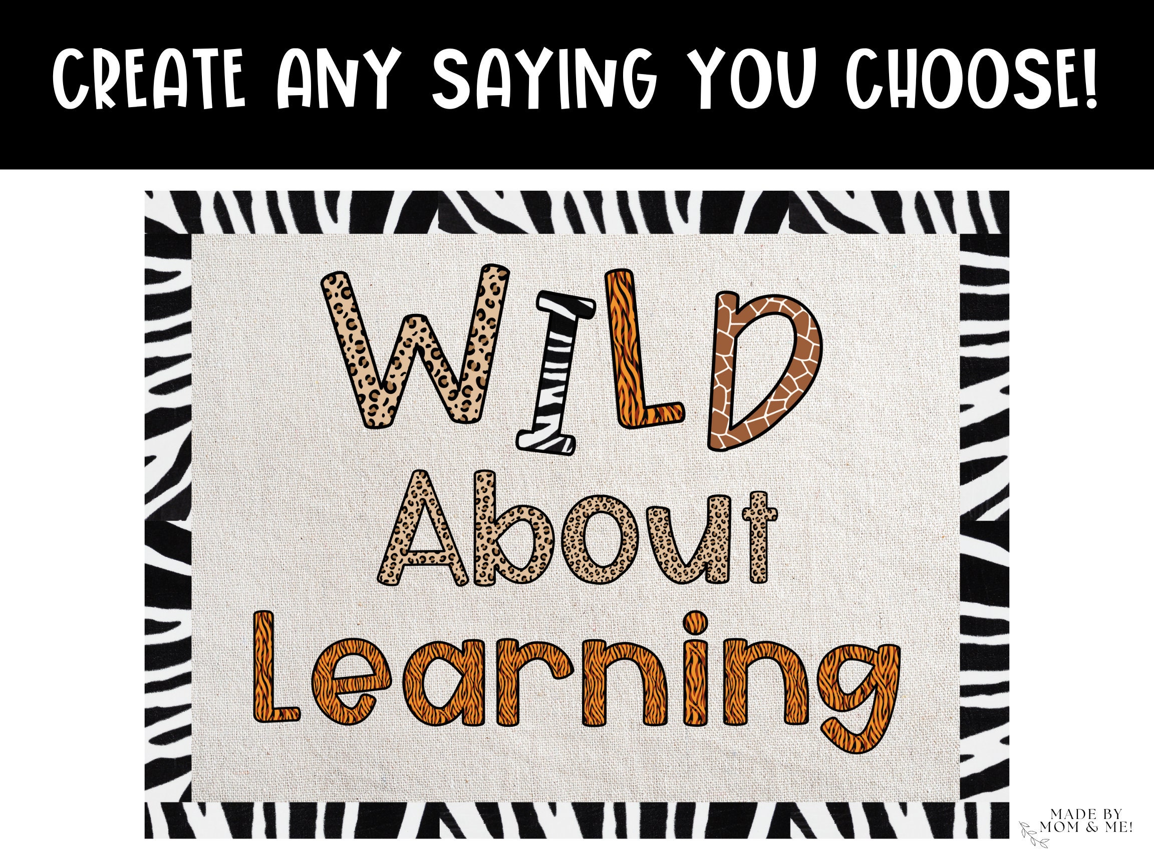 Printable Bulletin Board Letters Animal Print Classroom - Etsy