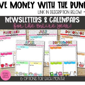 Newsletter Templates and Monthly Calendars for Spring, Classroom Bundle ...