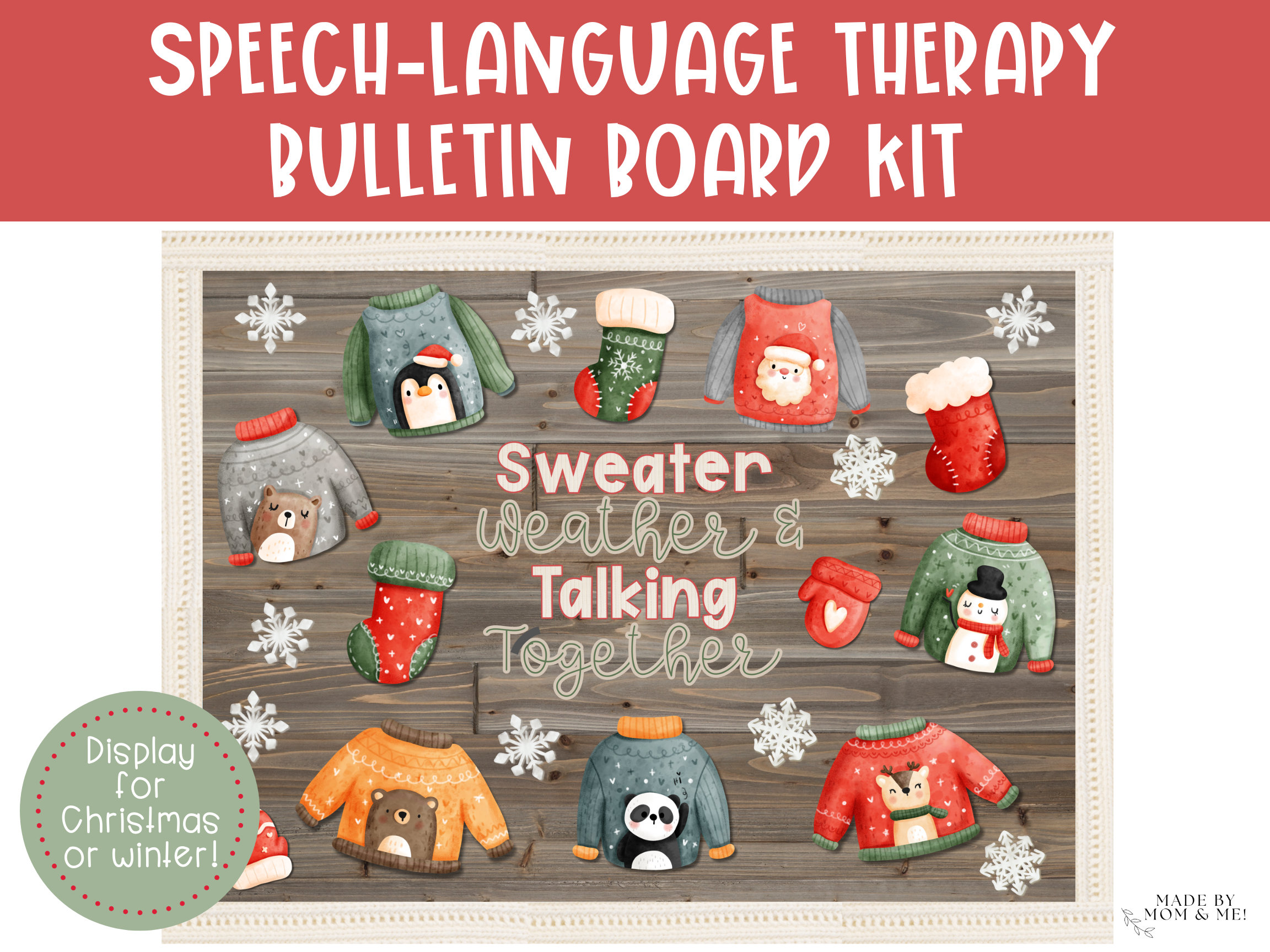 Speech Therapy Room Decor, Christmas Bulletin Board Kit, Winter ...