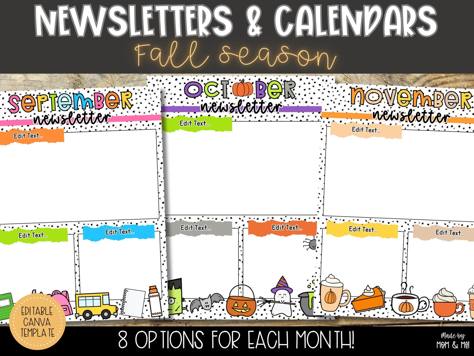 Newsletter Templates and Monthly Calendars for Fall, Classroom Bundle ...