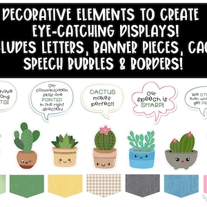 Speech Therapy Room Decor, Bulletin Board Kit, Cactus Themed Speech ...