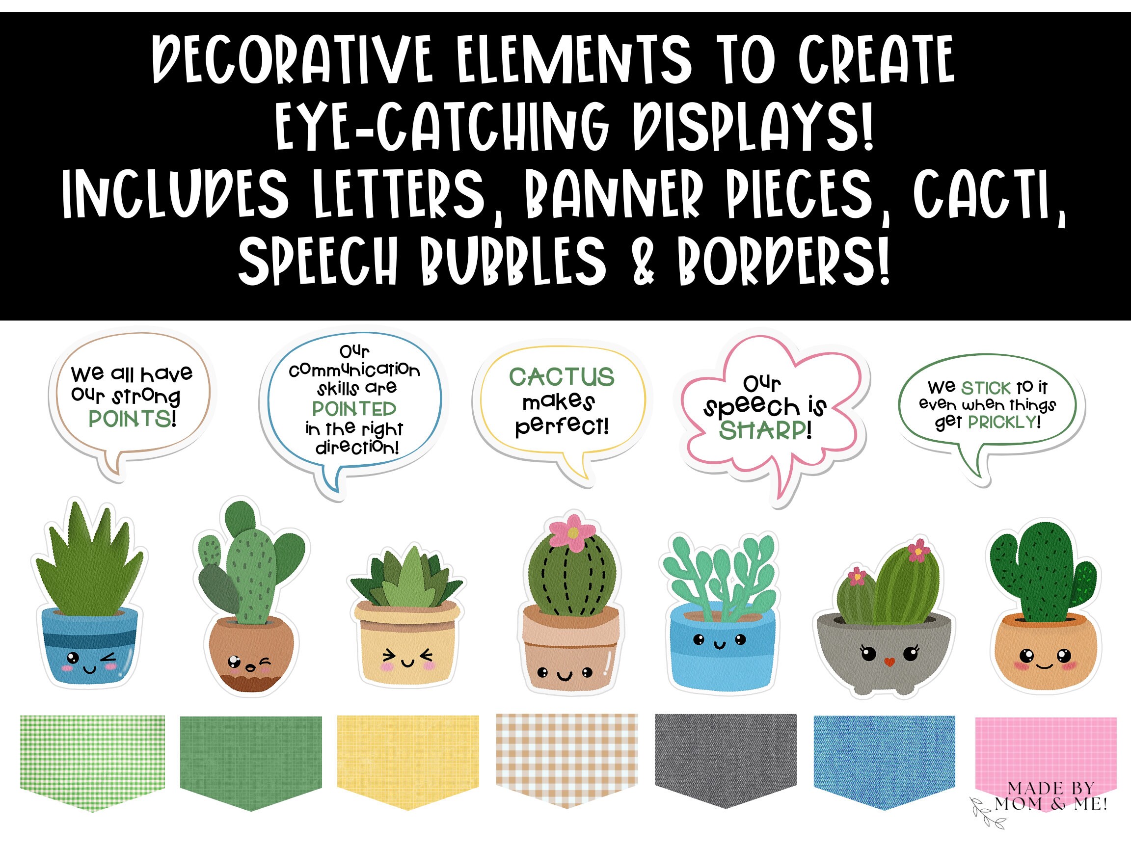 Speech Therapy Room Decor, Bulletin Board Kit, Cactus Themed Speech ...