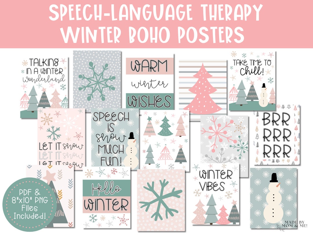 Speech Therapy Room Decor, Winter Bulletin Board, Boho Printable ...