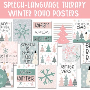 Speech Therapy Room Decor, Winter Bulletin Board, Boho Printable ...