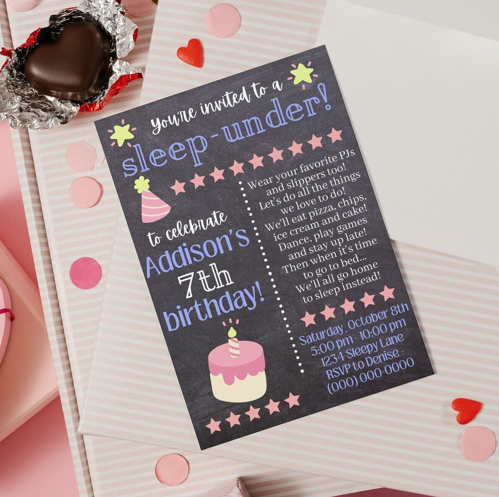 Sleep Under Birthday Party Invitation, Half Sleepover, Pajama Party ...