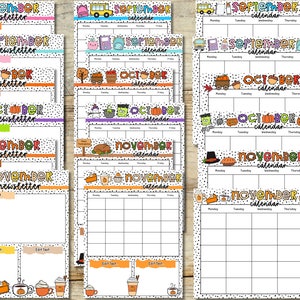 Newsletter Templates and Monthly Calendars for Fall, Classroom Bundle ...