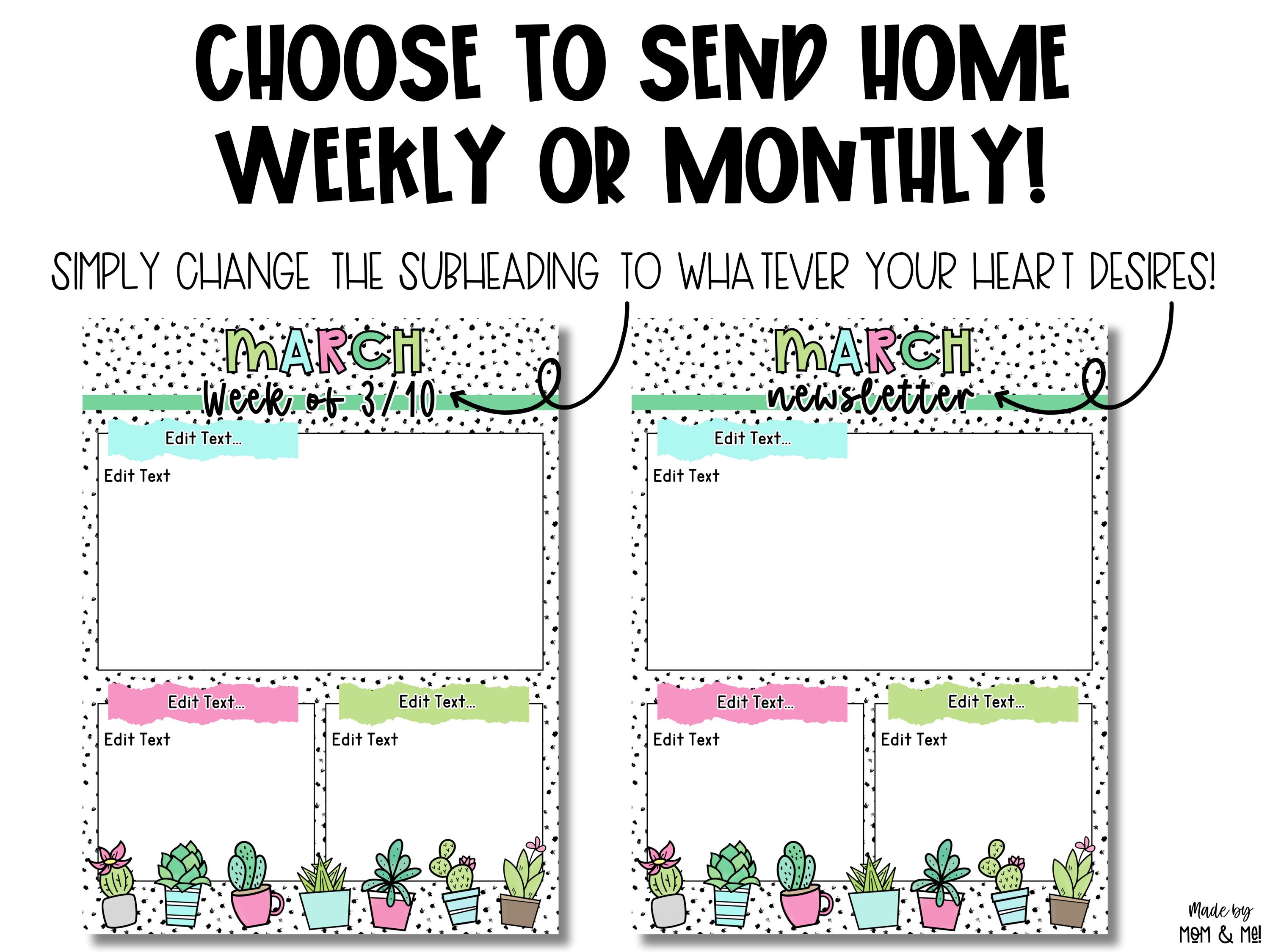 Newsletter Template and Monthly Calendars for the Entire Year ...