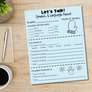 Speech Therapy Printable Newsletters, SLP or SLPA Parent Note ...