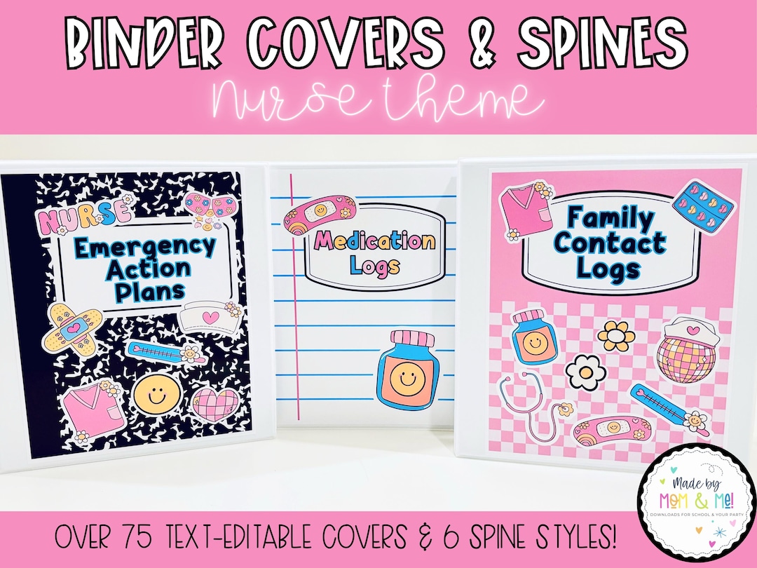 Editable 3 Ring Binder Medical Notebook Cover School Nurse Printable ...