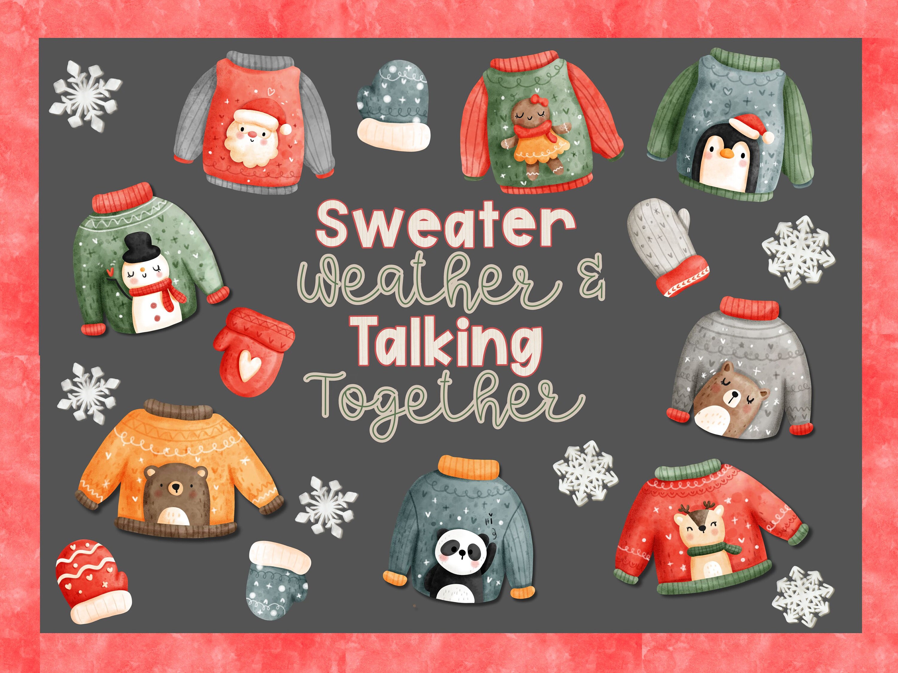 Speech Therapy Room Decor, Christmas Bulletin Board Kit, Winter ...