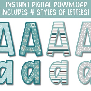 Printable Bulletin Board Letters, Winter Classroom Decor, Primary Font ...