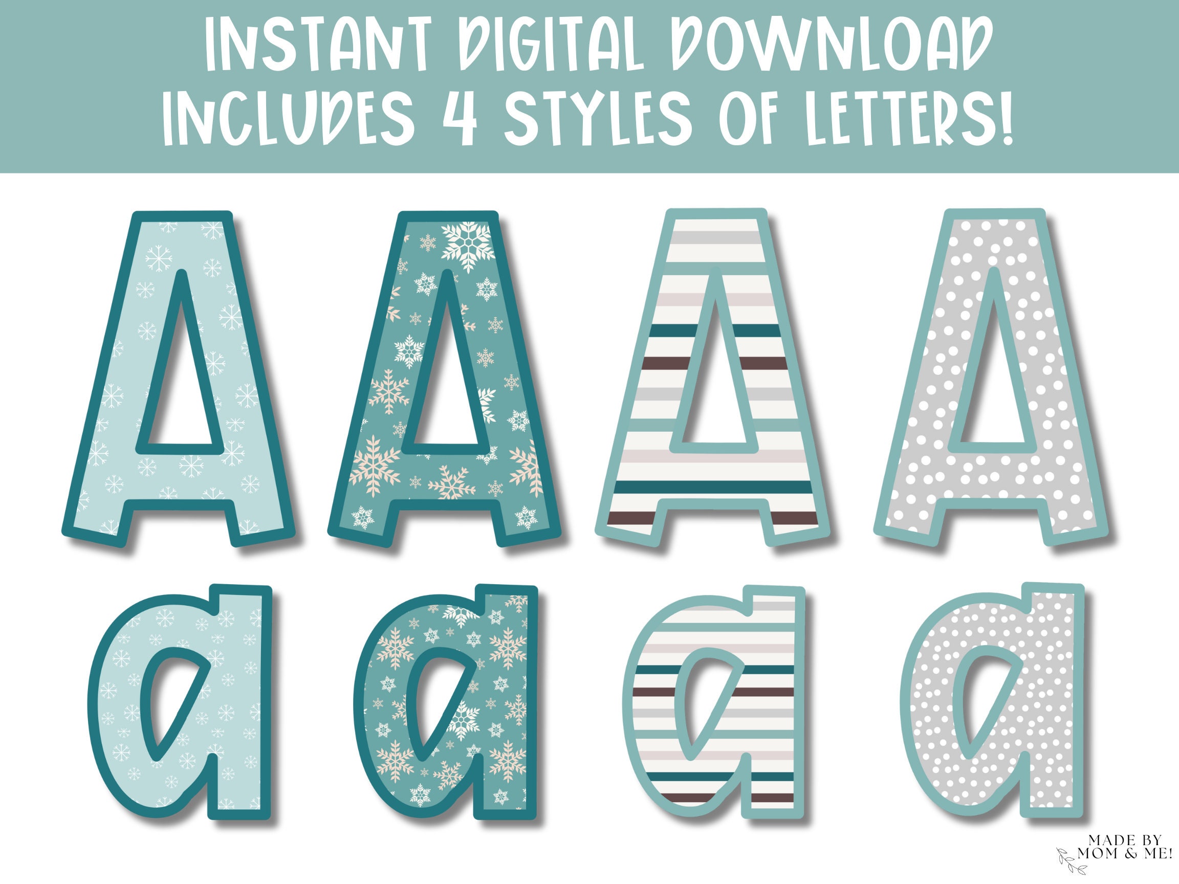 Printable Bulletin Board Letters, Winter Classroom Decor, Primary Font ...