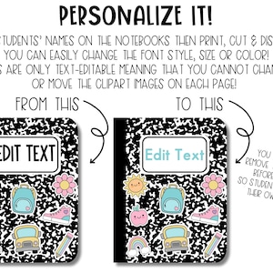 Editable Classroom Labels or Name Tags for School: Composition Notebook ...