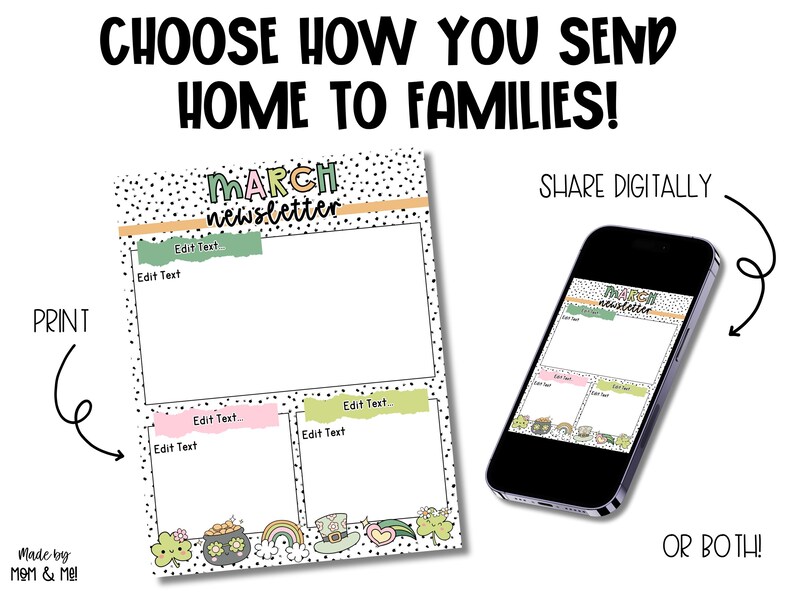 Newsletter Templates and Monthly Calendars for Spring, Classroom Bundle ...