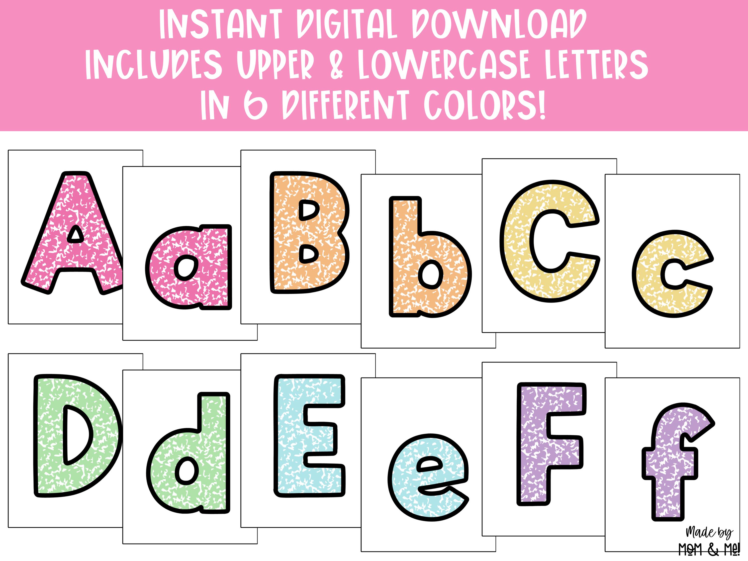 Pastel Composition Notebook Alphabet Letters, Bulletin Board Classroom ...