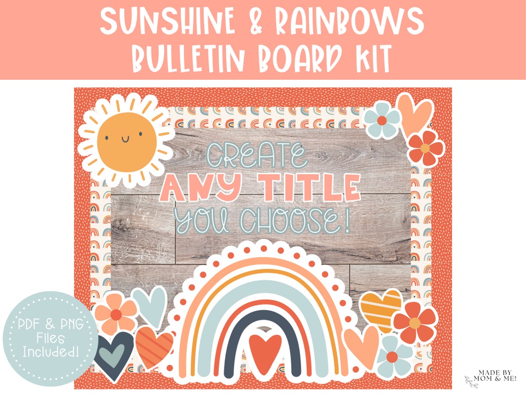 Spring Bulletin Board Kit, Rainbow Bulletin Board, Spring Door Decor ...