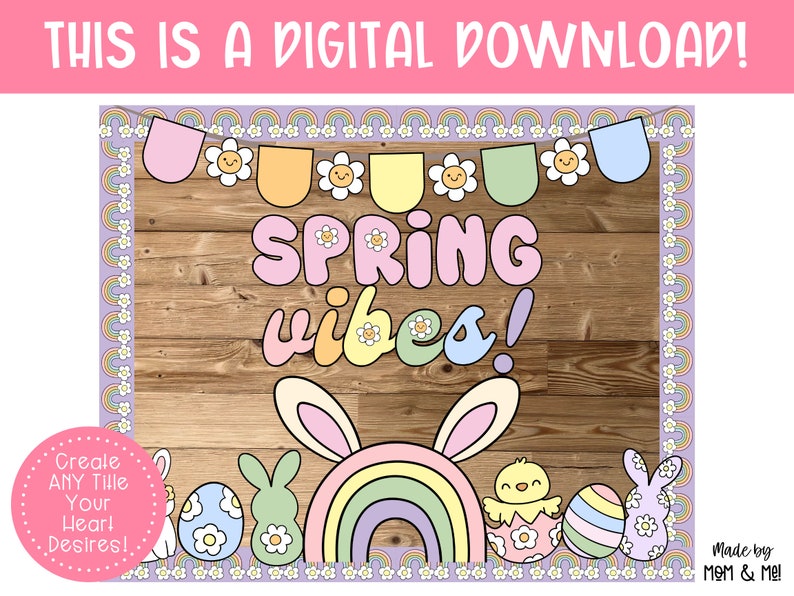 Spring Bulletin Board, Groovy Easter Bulletin Board, Retro Easter Decor ...