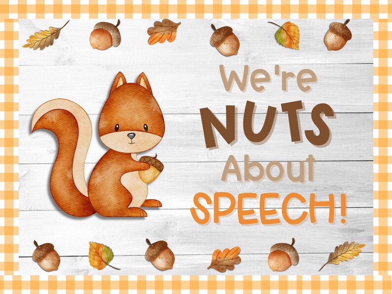 Speech Therapy Room Decor, Bulletin Board Kit, Fall Theme, Nuts About ...