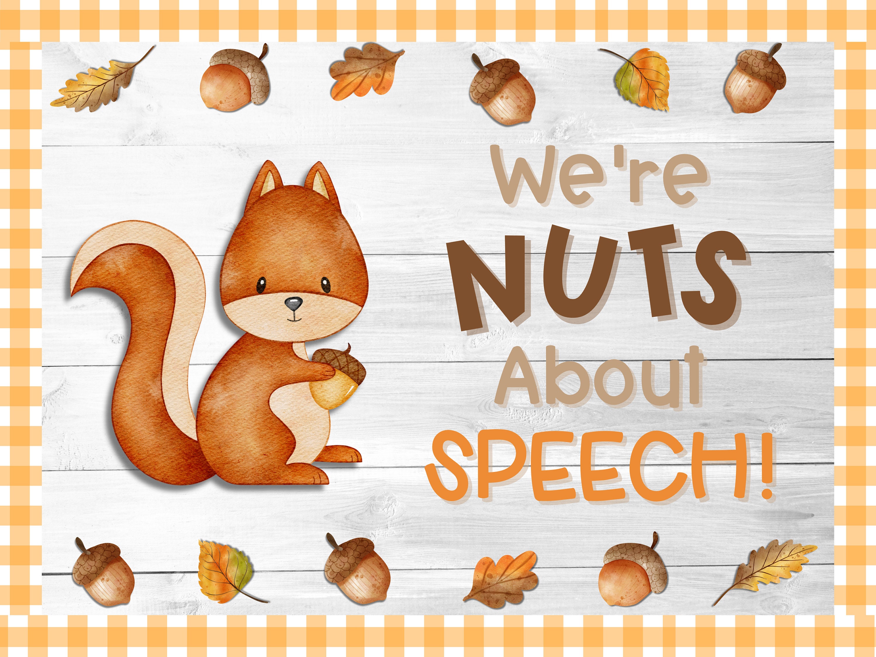 Speech Therapy Room Decor, Bulletin Board Kit, Fall Theme, Nuts About ...