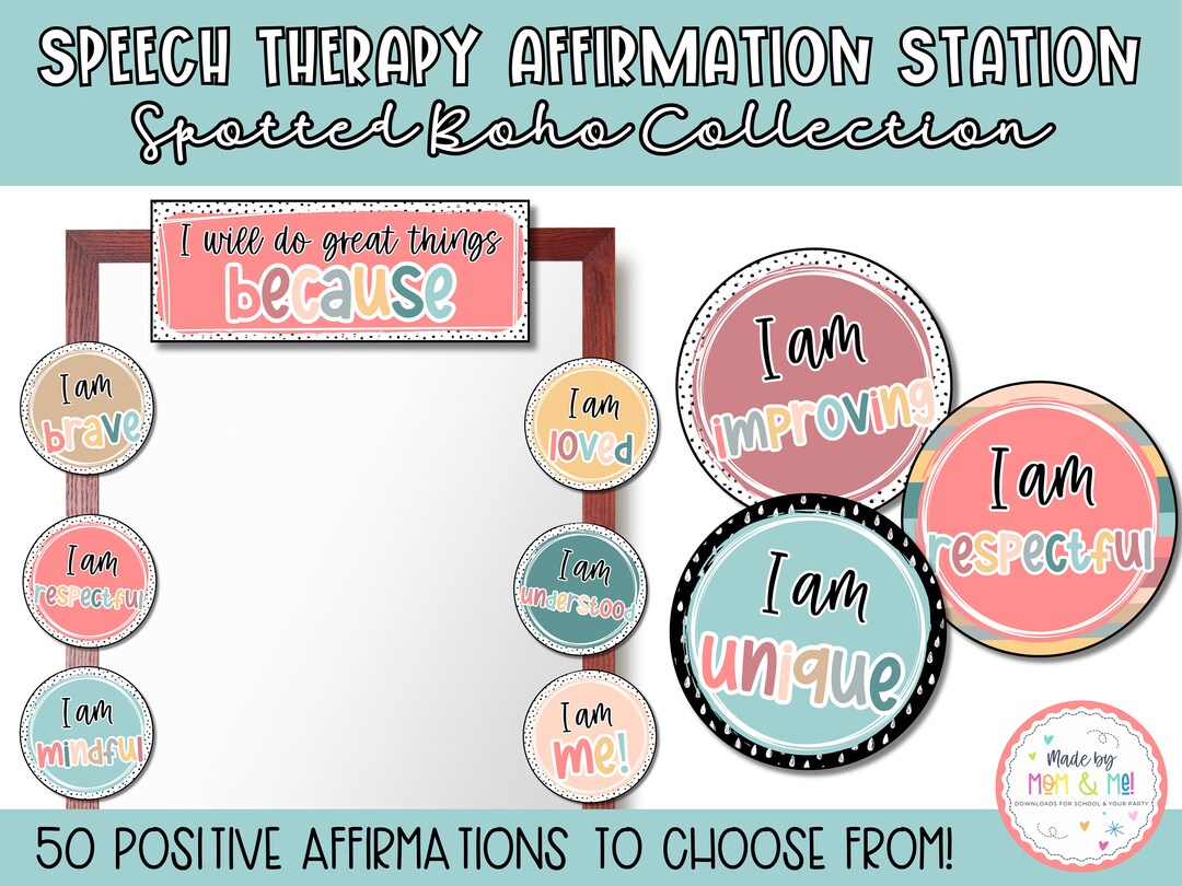 Speech Therapy Affirmation Station, SLP, Therapy Office Decor, Boho ...
