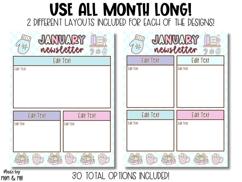 January Classroom Newsletter, Editable Winter Canva Templates for ...