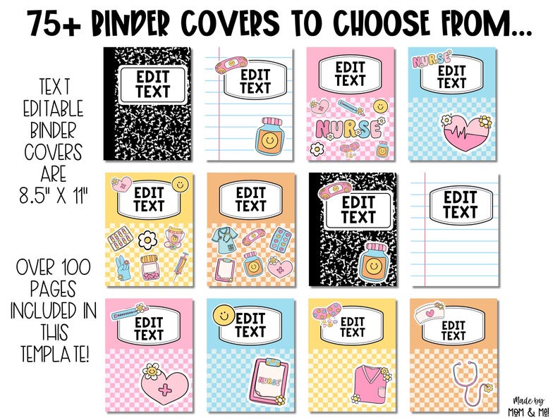 Editable 3 Ring Binder Medical Notebook Cover School Nurse Printable ...