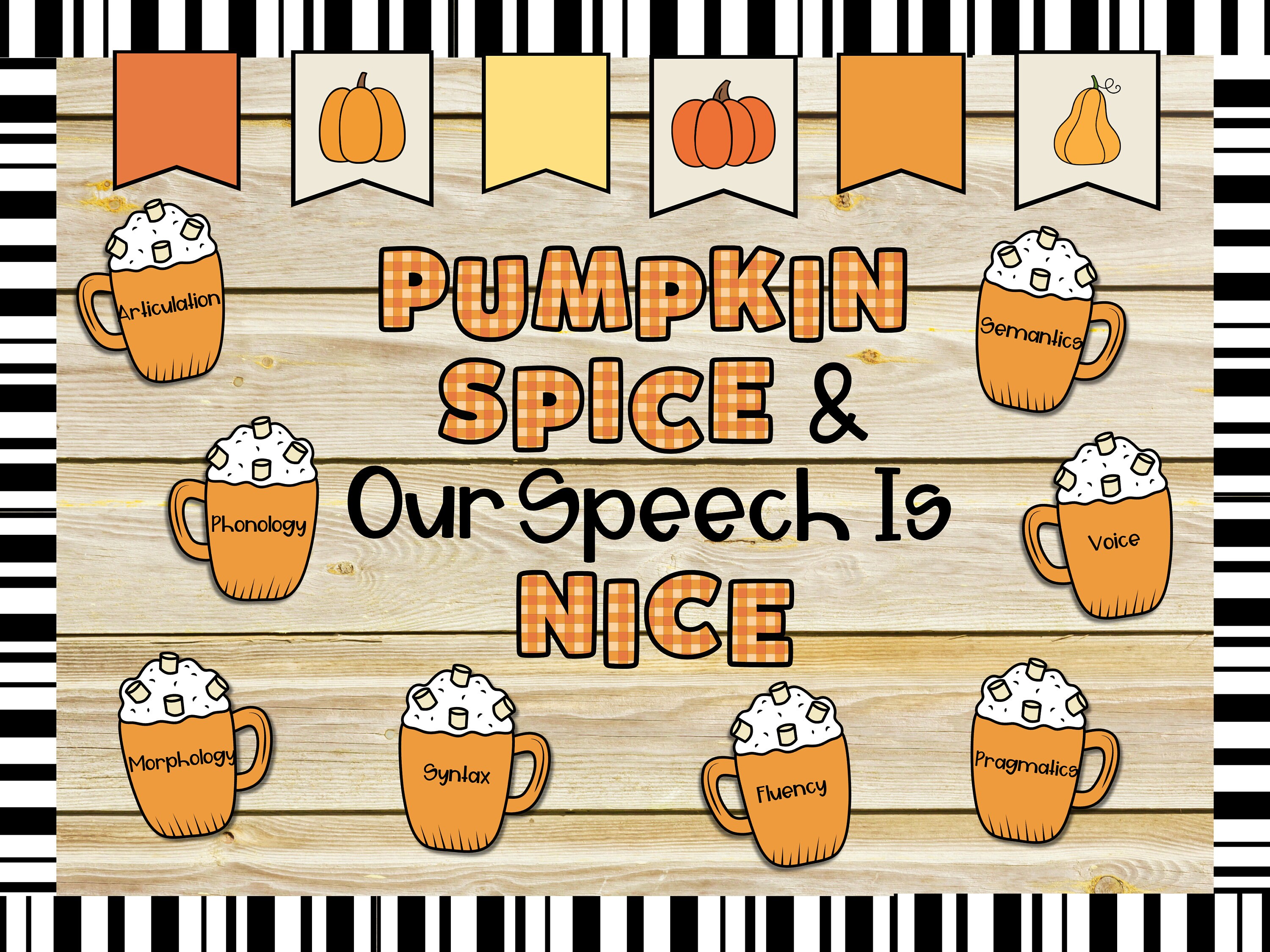 Speech Therapy Bulletin Board, Pumpkin Spice, Therapy Office Decor, SLP ...