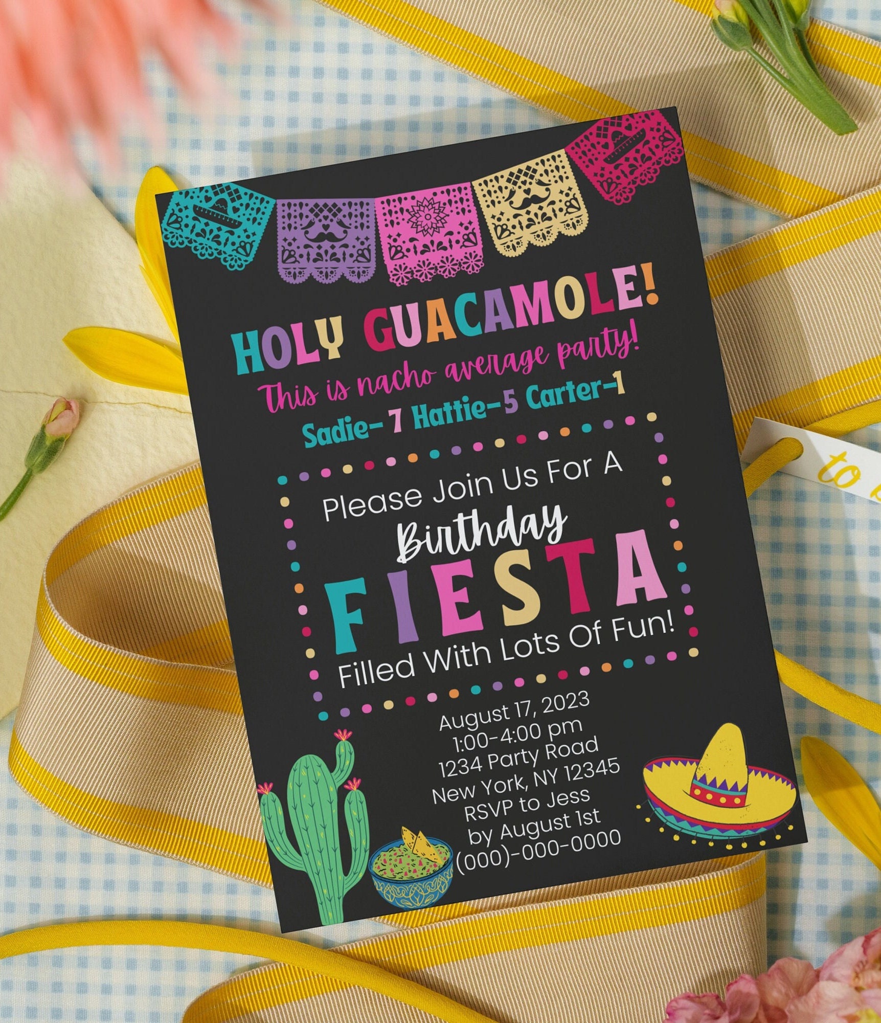 Fiesta Birthday Invitation, Fiesta Themed Party, Holy Guacamole ...