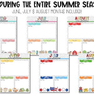 Newsletter Templates and Monthly Calendars for Summer, Classroom Bundle ...