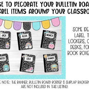 Editable Classroom Labels or Name Tags for School: Composition Notebook ...