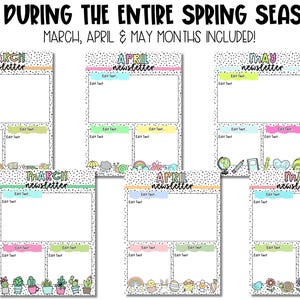 Newsletter Templates and Monthly Calendars for Spring, Classroom Bundle ...