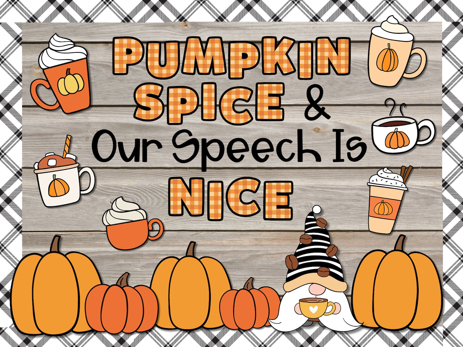 Speech Therapy Bulletin Board, Pumpkin Spice, Therapy Office Decor, SLP ...