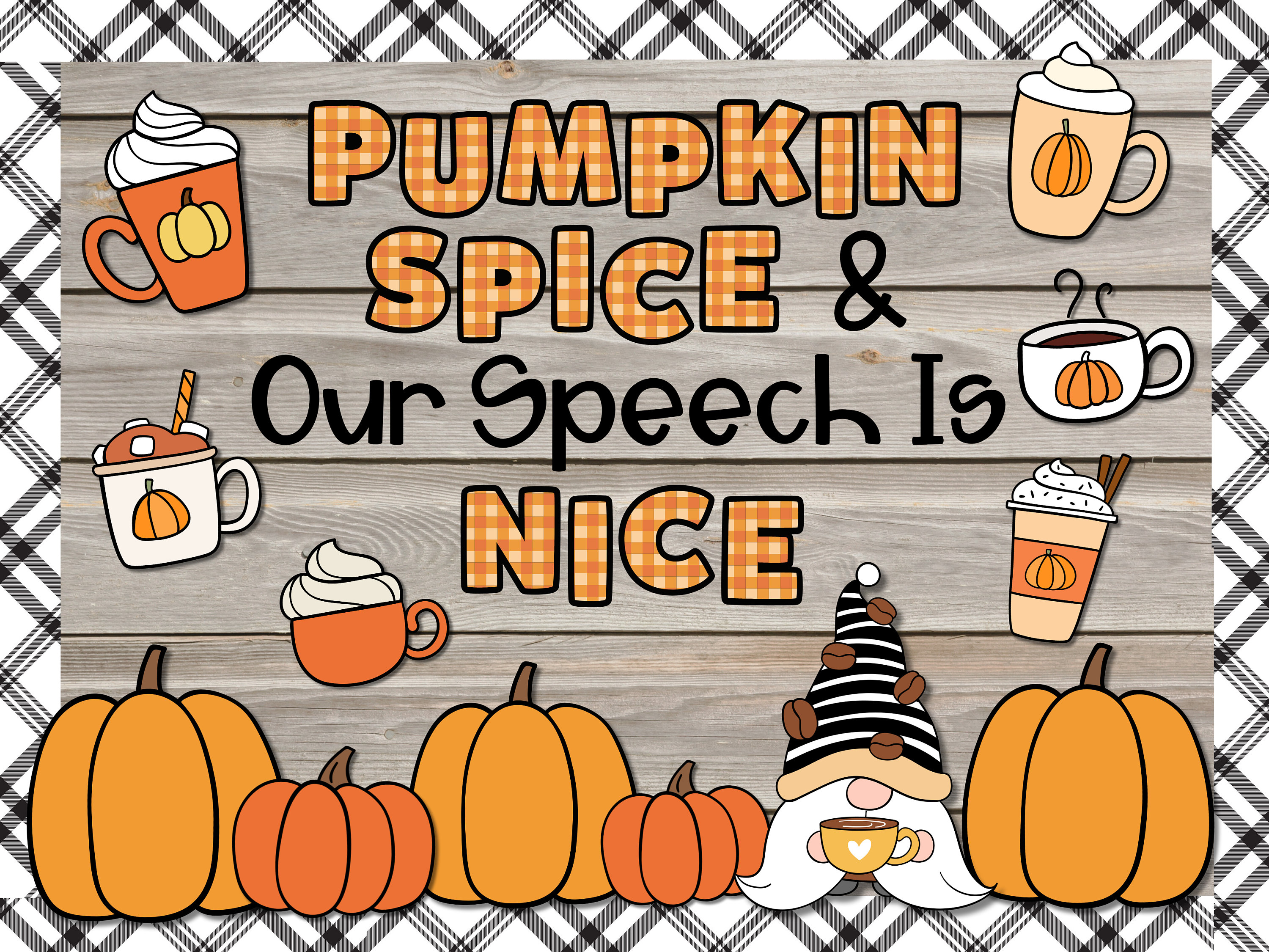 Speech Therapy Bulletin Board, Pumpkin Spice, Therapy Office Decor, SLP ...