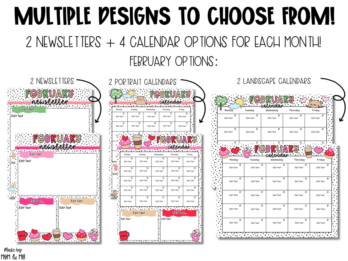 Newsletter Template and Monthly Calendars for the Entire Year ...
