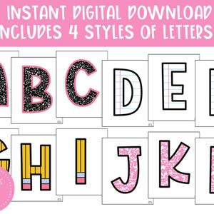 School Supply Bulletin Board Alphabet Letters Classroom Decor Teacher ...