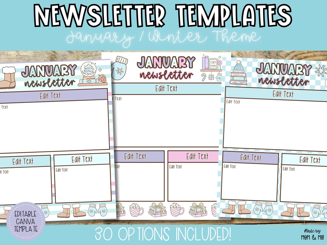 January Classroom Newsletter, Editable Winter Canva Templates for ...