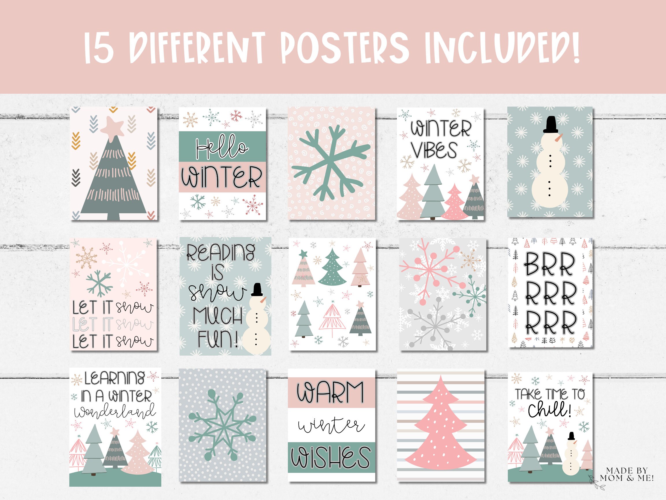 Winter Bulletin Board Kit, January Bulletin Board, Boho Classroom Decor ...