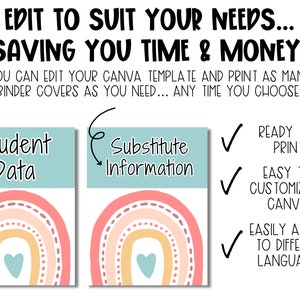 Editable Binder Covers & Spines, Boho Classroom Decor, Printable ...