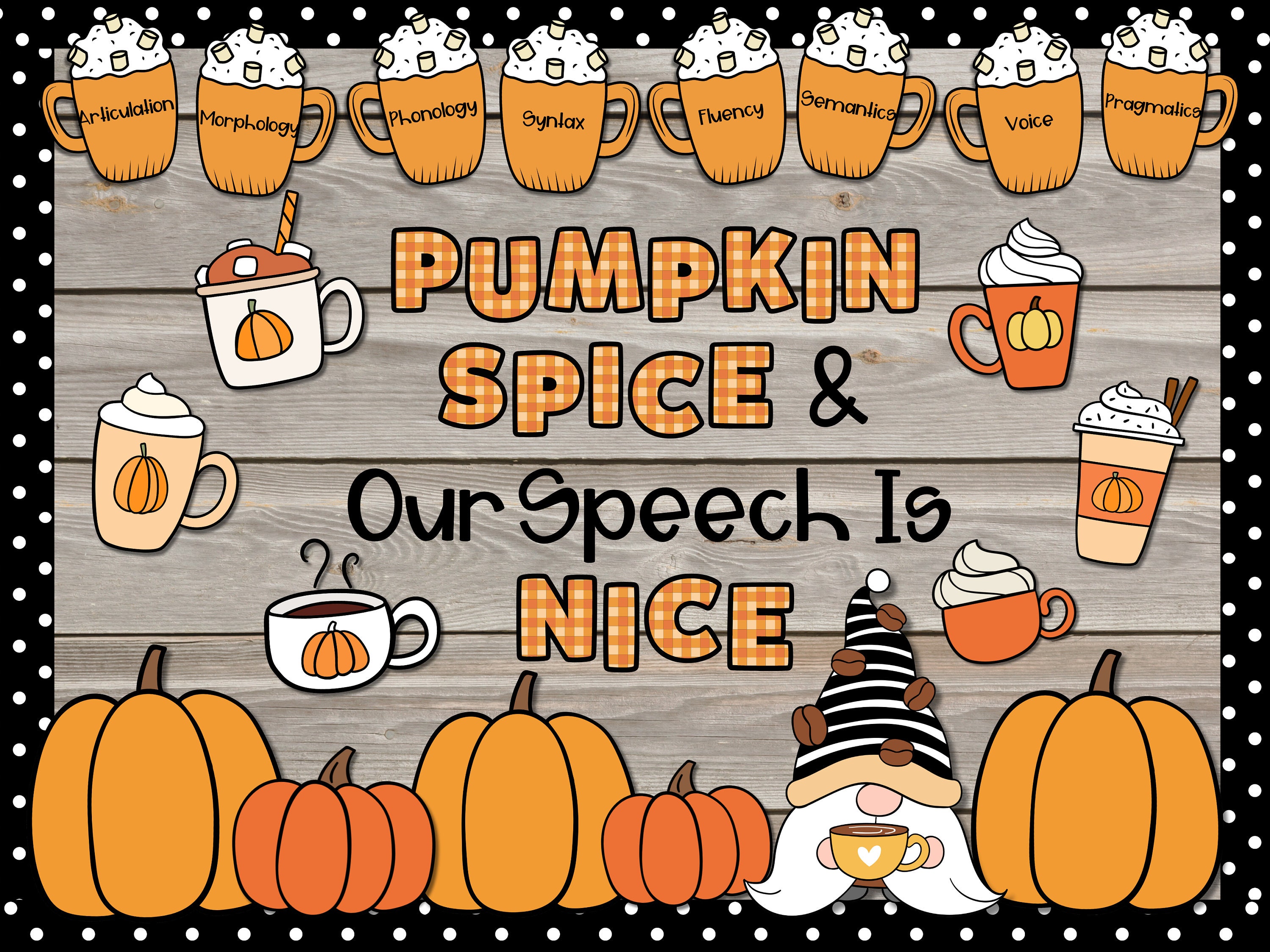 Speech Therapy Bulletin Board, Pumpkin Spice, Therapy Office Decor, SLP ...