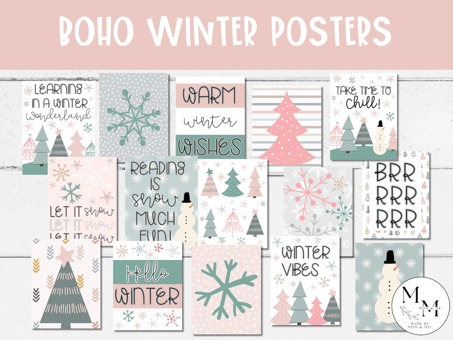 Winter Bulletin Board Kit, January Bulletin Board, Boho Classroom Decor ...