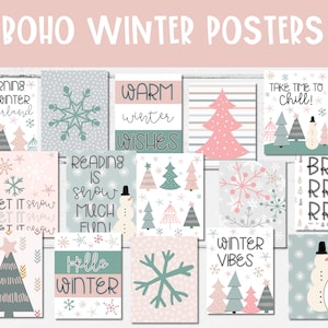 Winter Bulletin Board Kit, January Bulletin Board, Boho Classroom Decor ...