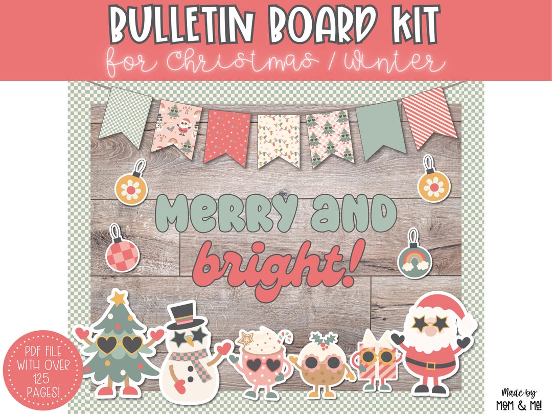 Christmas Bulletin Board Kit, Retro Groovy Classroom Theme, Holiday ...