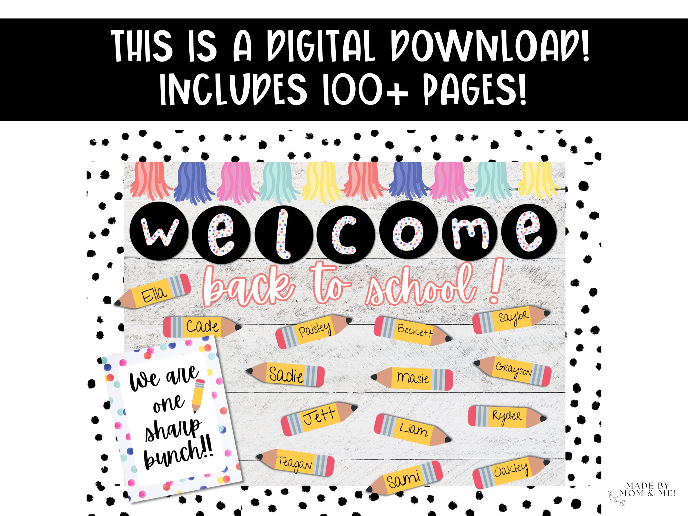 Back to School Bulletin Board Kit, Classroom Decor, Bright Boho ...