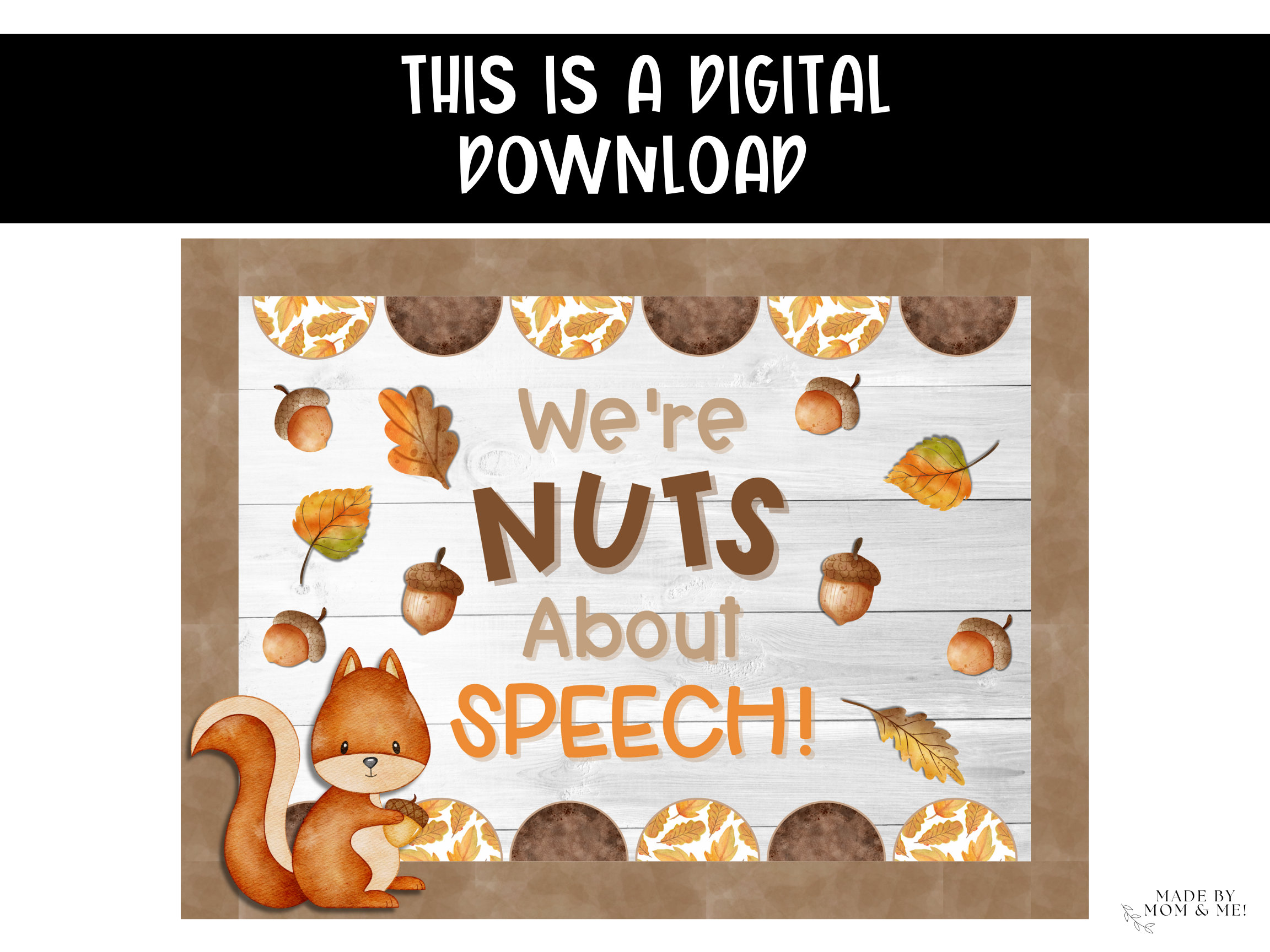 Speech Therapy Room Decor, Bulletin Board Kit, Fall Theme, Nuts About ...