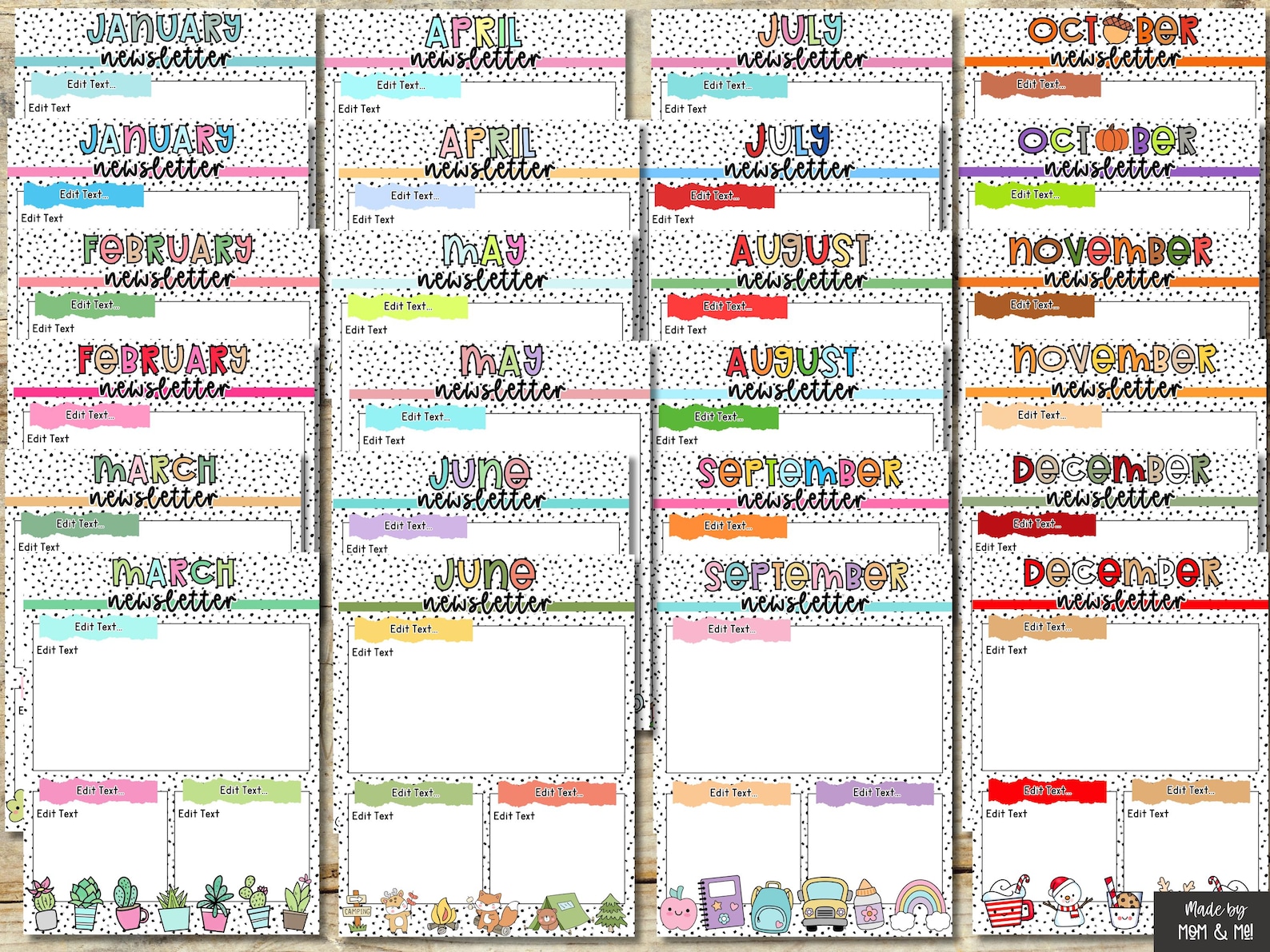 Newsletter Template and Monthly Calendars for the Entire Year ...