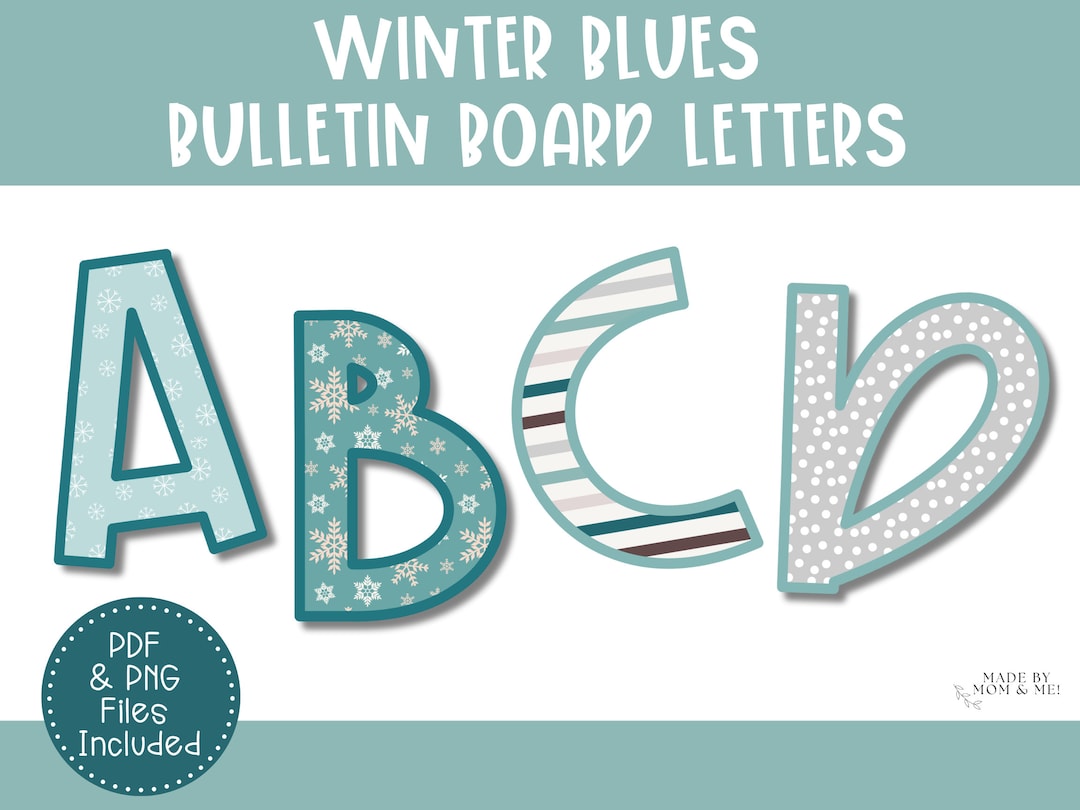 Printable Bulletin Board Letters, Winter Classroom Decor, Primary Font ...