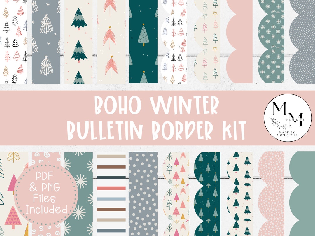 Printable Bulletin Board Border, Winter Bulletin Board, Boho Classroom ...