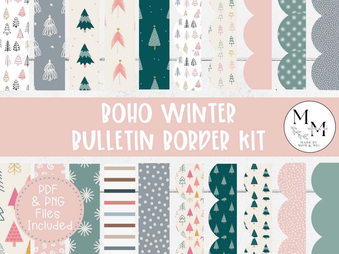 Printable Bulletin Board Border, Winter Bulletin Board, Boho Classroom ...