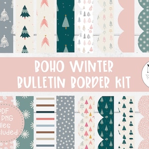 Printable Bulletin Board Border, Winter Bulletin Board, Boho Classroom ...