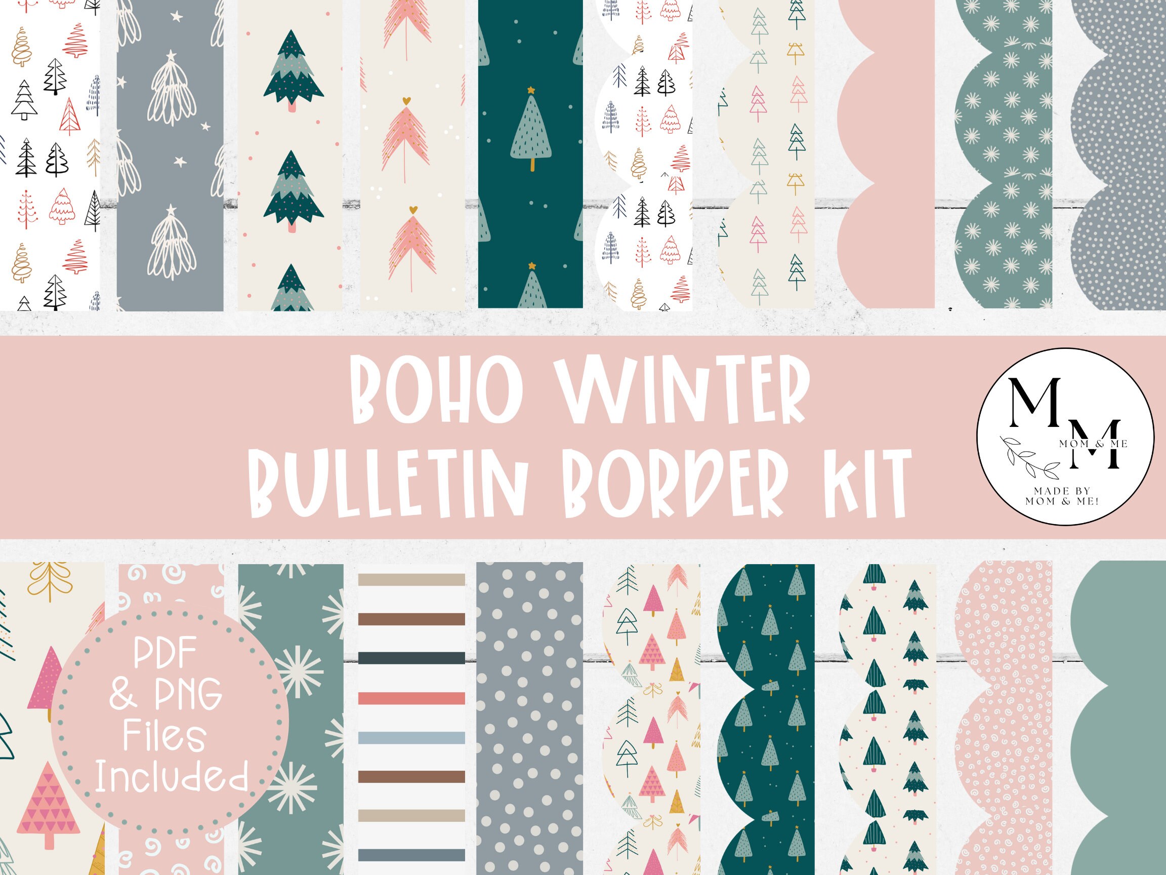 Printable Bulletin Board Border, Winter Bulletin Board, Boho Classroom ...